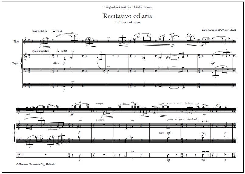 Recitativo ed aria for flute and organ Muu | Suomalainen.com